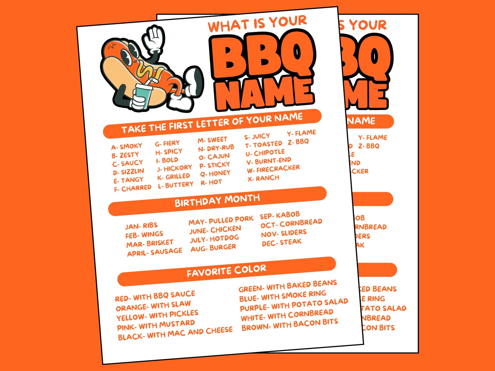 What’s Your BBQ Name? | Funny Printable Cookout Game With Name Tags ...