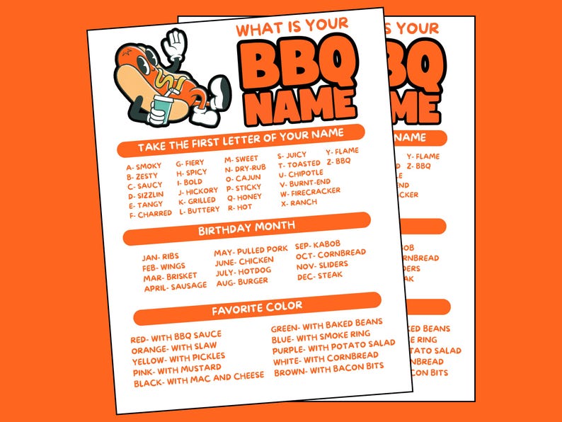 What’s Your BBQ Name? | Funny Printable Cookout Game With Name Tags ...