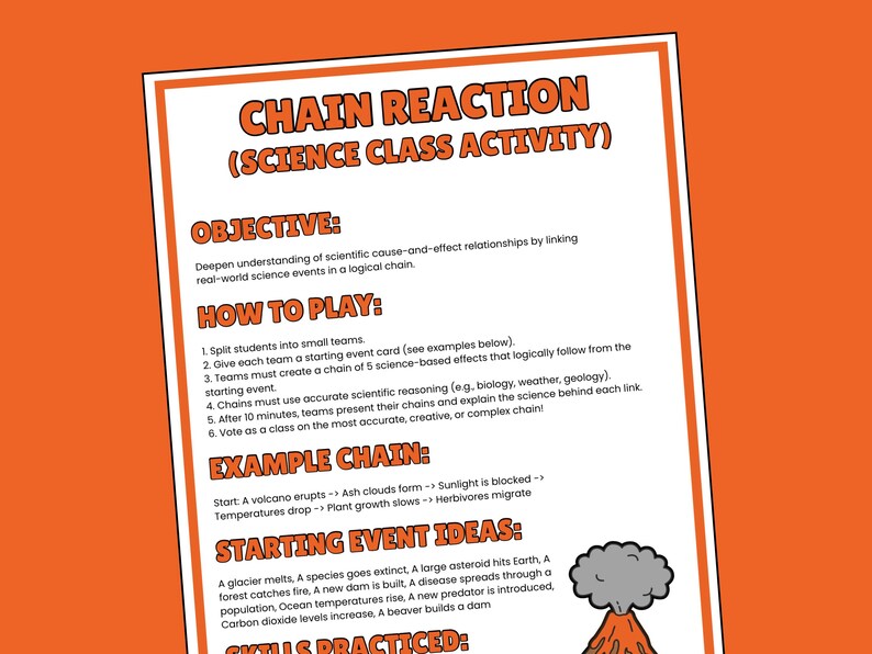 Chain Reaction Science Game | Printable Cause & Effect Classroom ...
