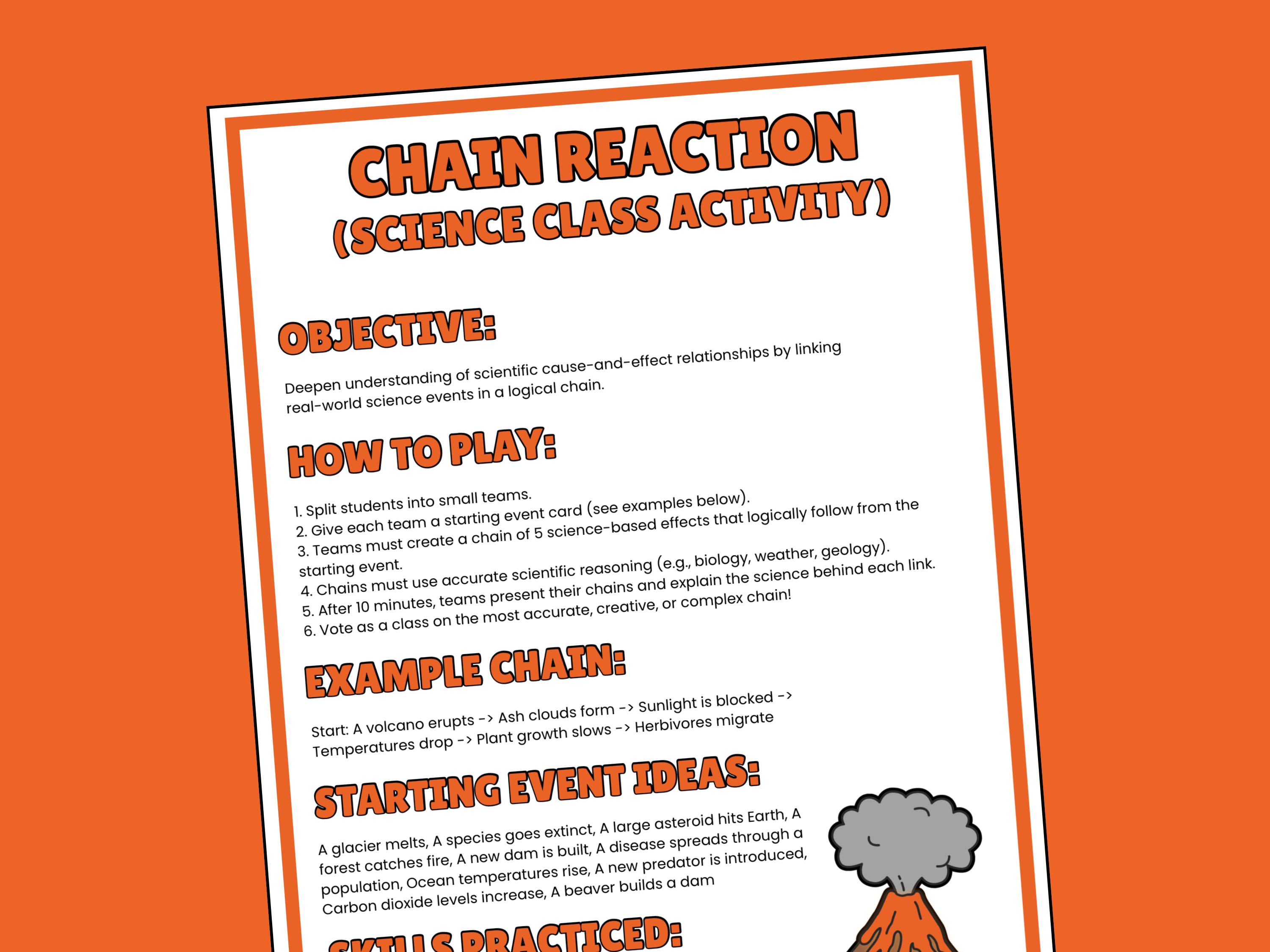 Chain Reaction Science Game | Printable Cause & Effect Classroom ...