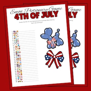 4th of July Emoji Pictionary Game: Patriotic Party Activity (PDF With ...