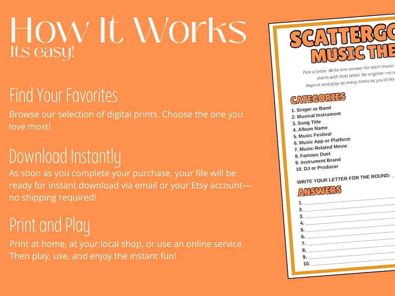 Music Scattergories Game – Printable Party Game (PDF) - Etsy