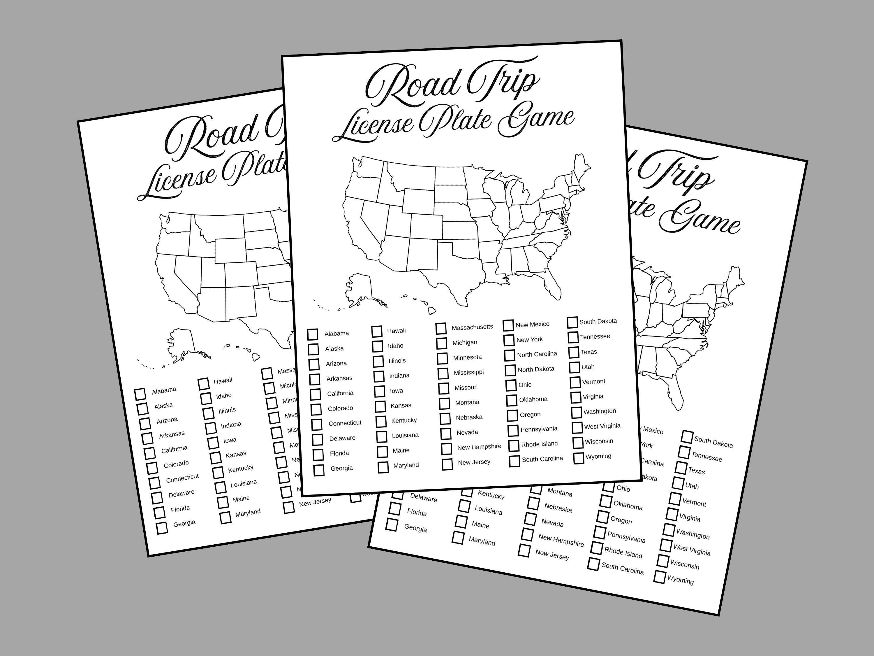 License Plate Road Trip Game | Printable U.S. States Car Activity for ...