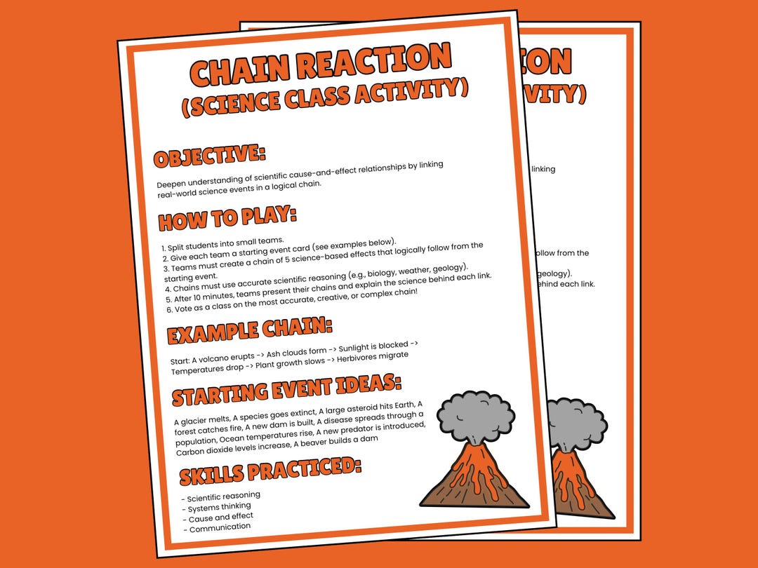 Chain Reaction Science Game | Printable Cause & Effect Classroom ...