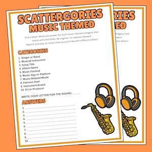 Music Scattergories Game – Printable Party Game (PDF) - Etsy