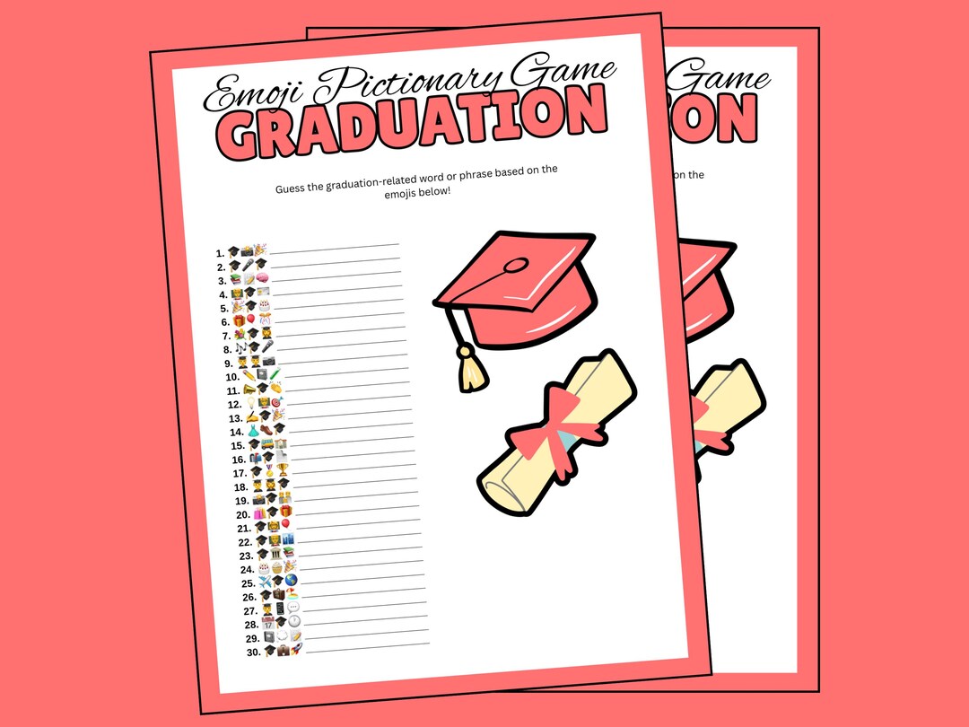 Graduation Emoji Pictionary Game: Printable Party Activity (PDF With ...