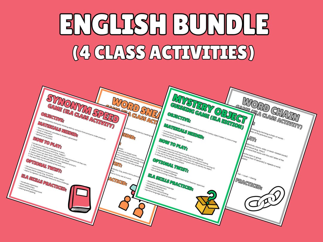 ELA Game Bundle: Printable Vocabulary & Language Activities (PDF ...