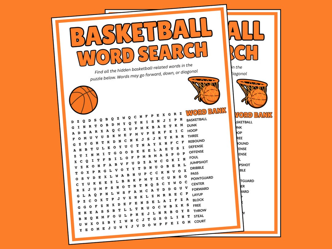 Basketball Word Search Puzzle: Printable Sports Game for Kids (PDF ...