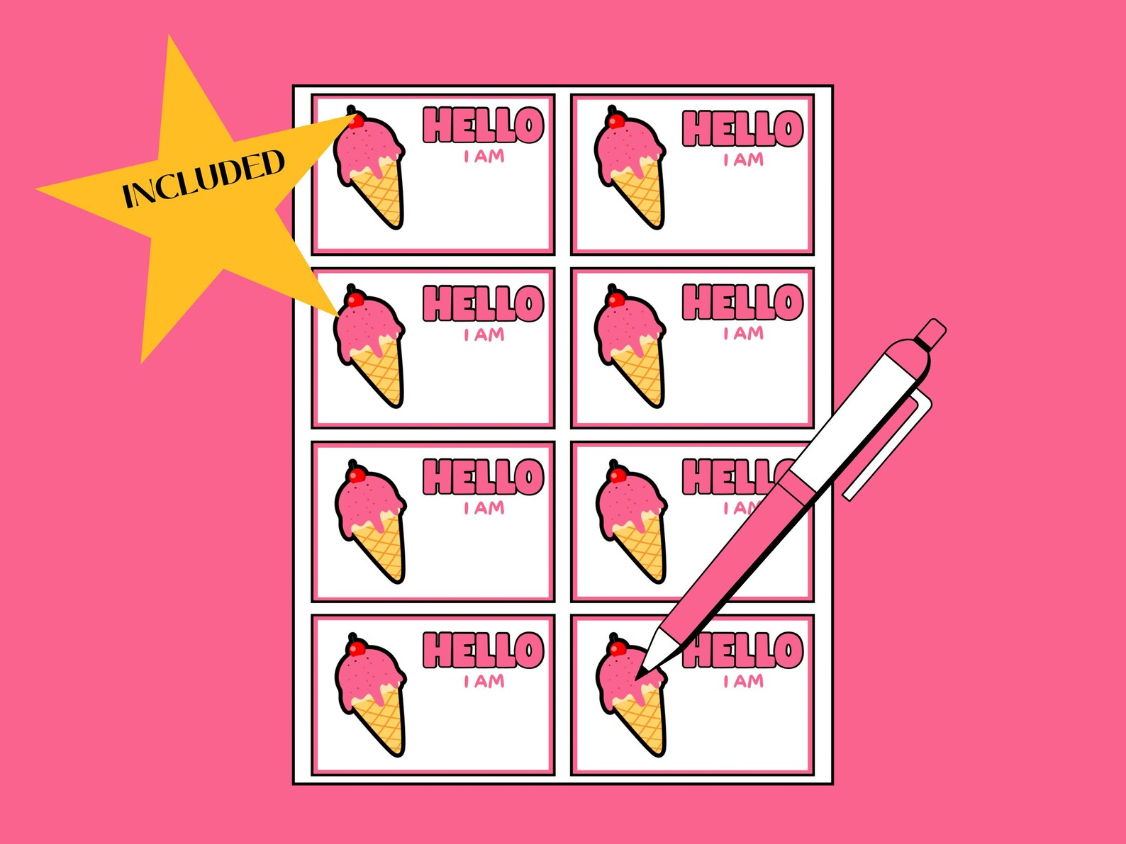 Dessert Name Game: Printable Party Activity With Name Tags (PDF ...