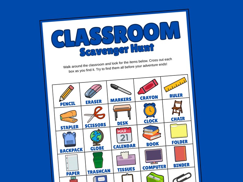 Classroom Scavenger Hunt Game | Printable Back-to-school Activity for ...