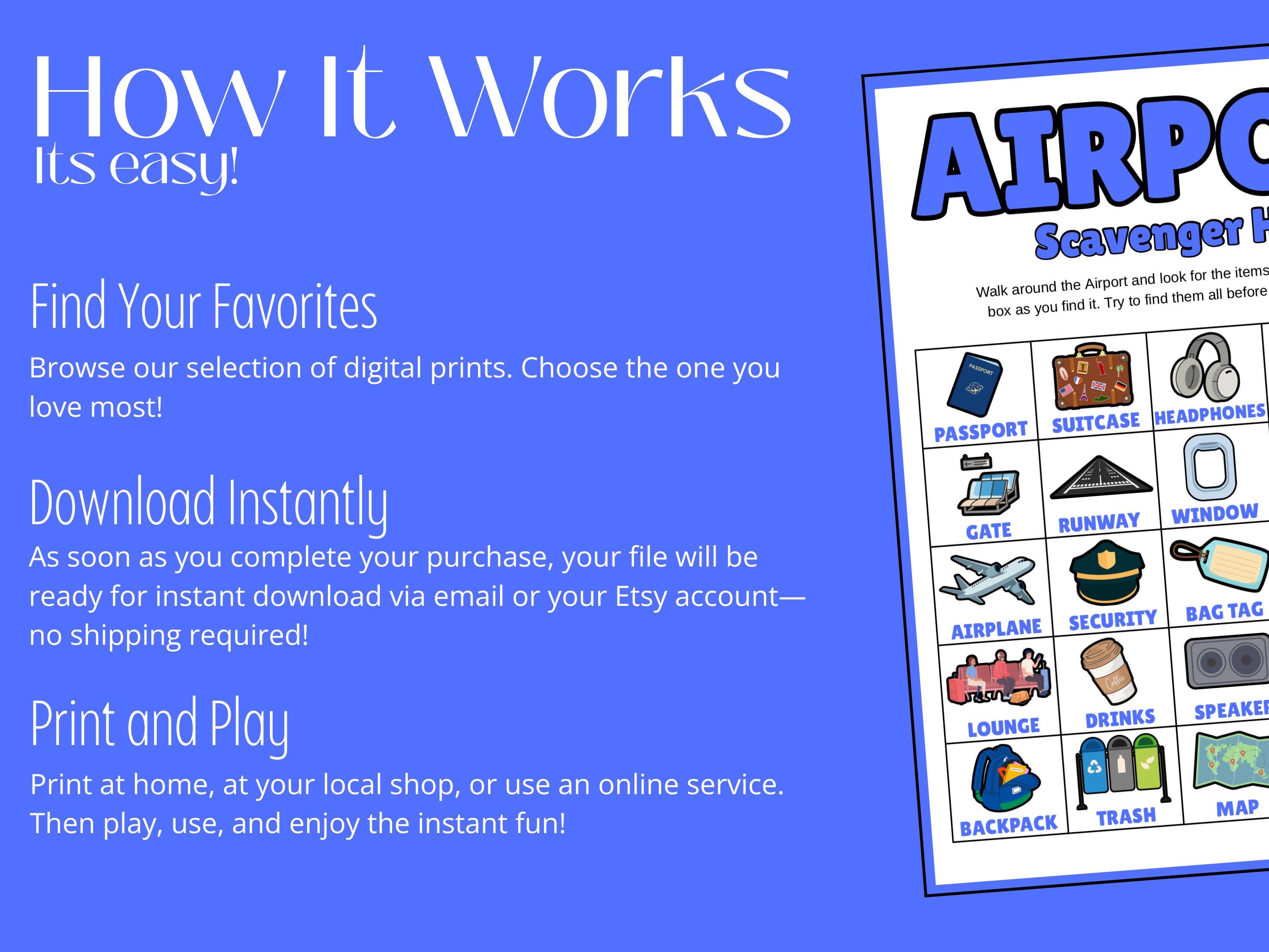 Airport Scavenger Hunt for Kids | Printable Travel Game | PDF Vacation ...