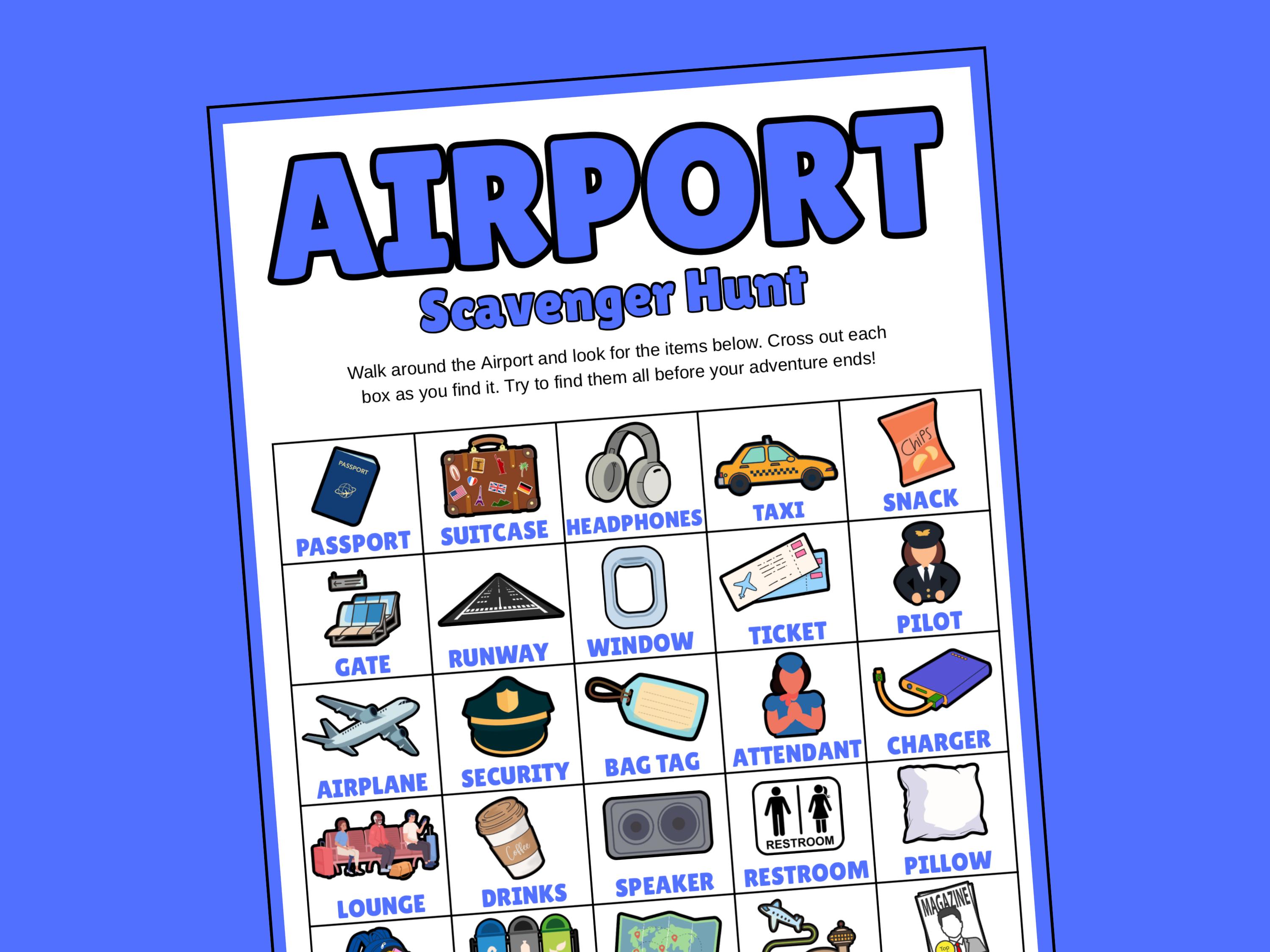 Airport Scavenger Hunt for Kids | Printable Travel Game | PDF Vacation ...