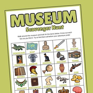 Museum Scavenger Hunt for Kids | Printable Educational Game for Field ...