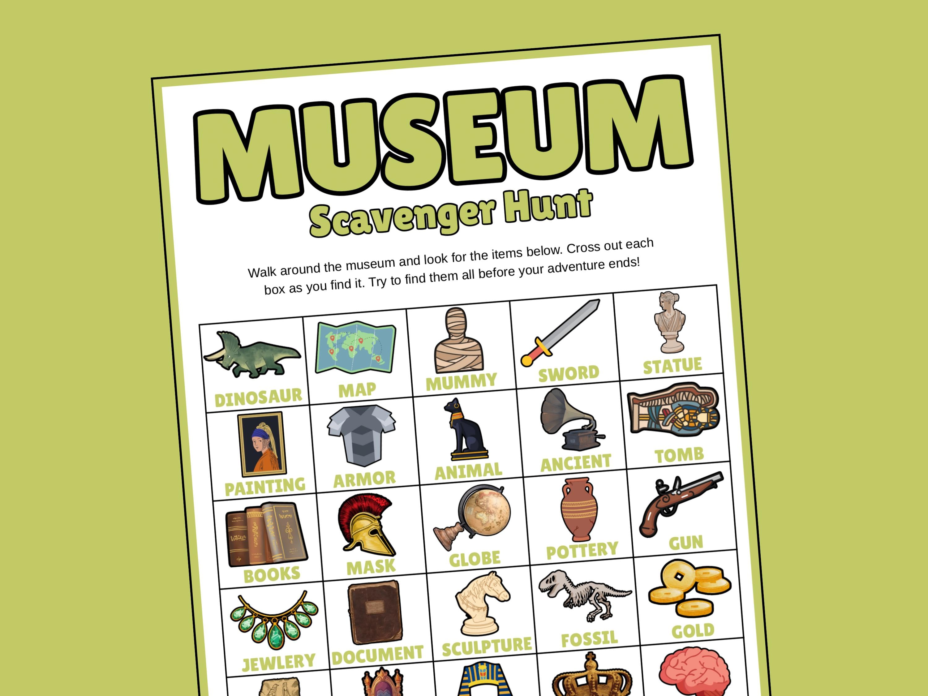 Museum Scavenger Hunt for Kids | Printable Educational Game for Field ...