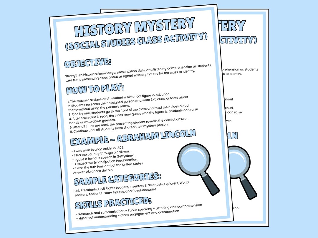 History Mystery Game | Printable Historical Figure Guessing Activity ...