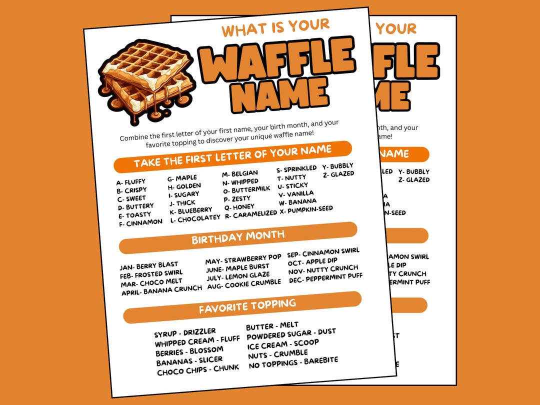 What’s Your Waffle Name Game | Funny Printable Food-themed Activity for ...