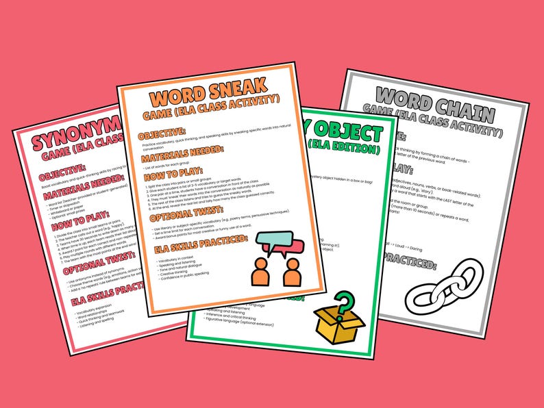 ELA Game Bundle: Printable Vocabulary & Language Activities (PDF ...