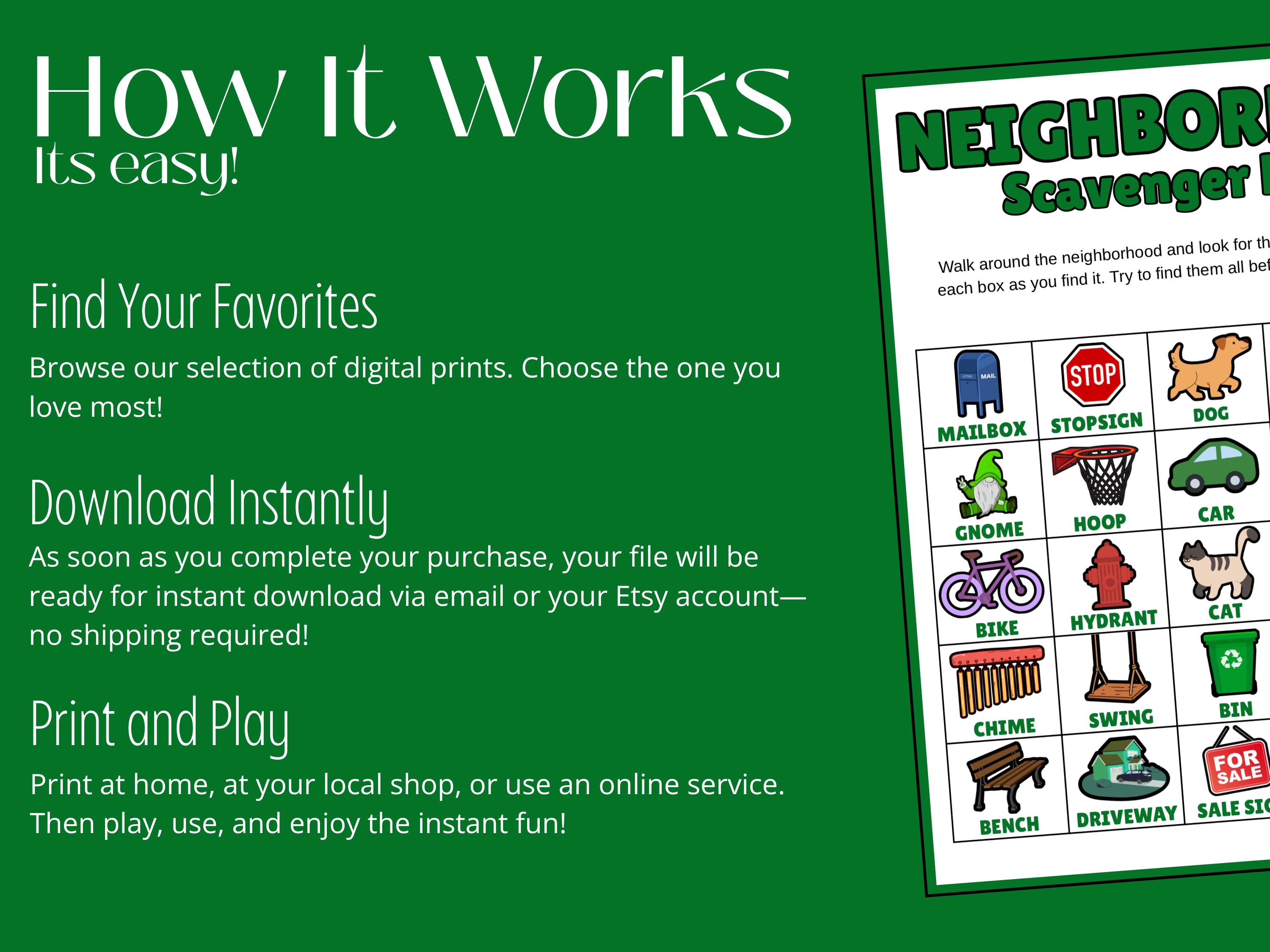 Printable Neighborhood Scavenger Hunt: Outdoor Kids Game (PDF Download ...