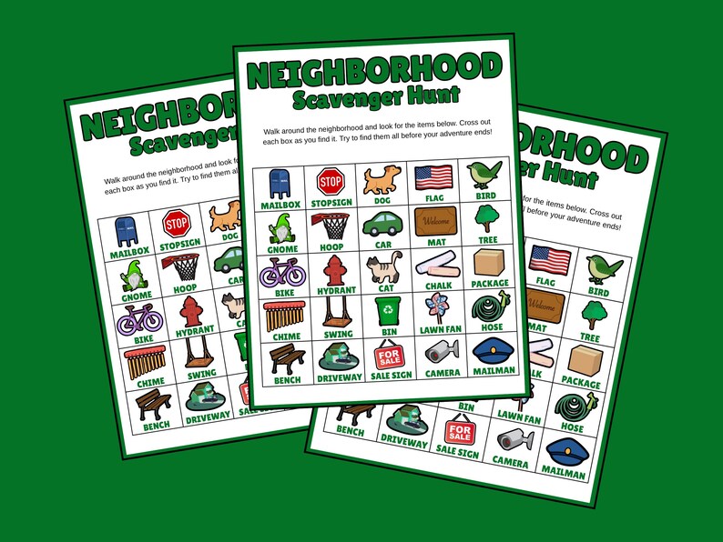Printable Neighborhood Scavenger Hunt: Outdoor Kids Game (PDF Download ...