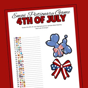 4th of July Emoji Pictionary Game: Patriotic Party Activity (PDF With ...