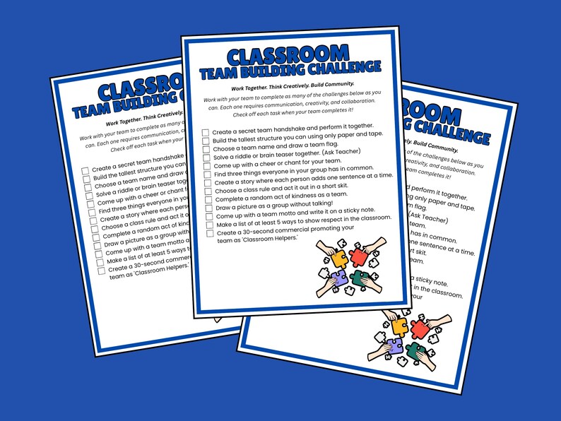 Classroom Team Building Challenge – Printable Group Activity for ...