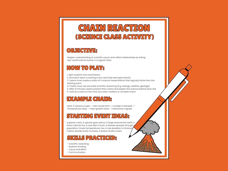 Chain Reaction Science Game | Printable Cause & Effect Classroom ...