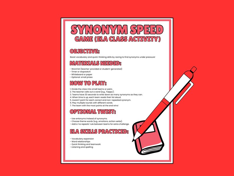 ELA Game Bundle: Printable Vocabulary & Language Activities (PDF ...