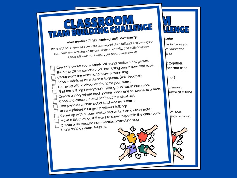 Classroom Team Building Challenge – Printable Group Activity for ...