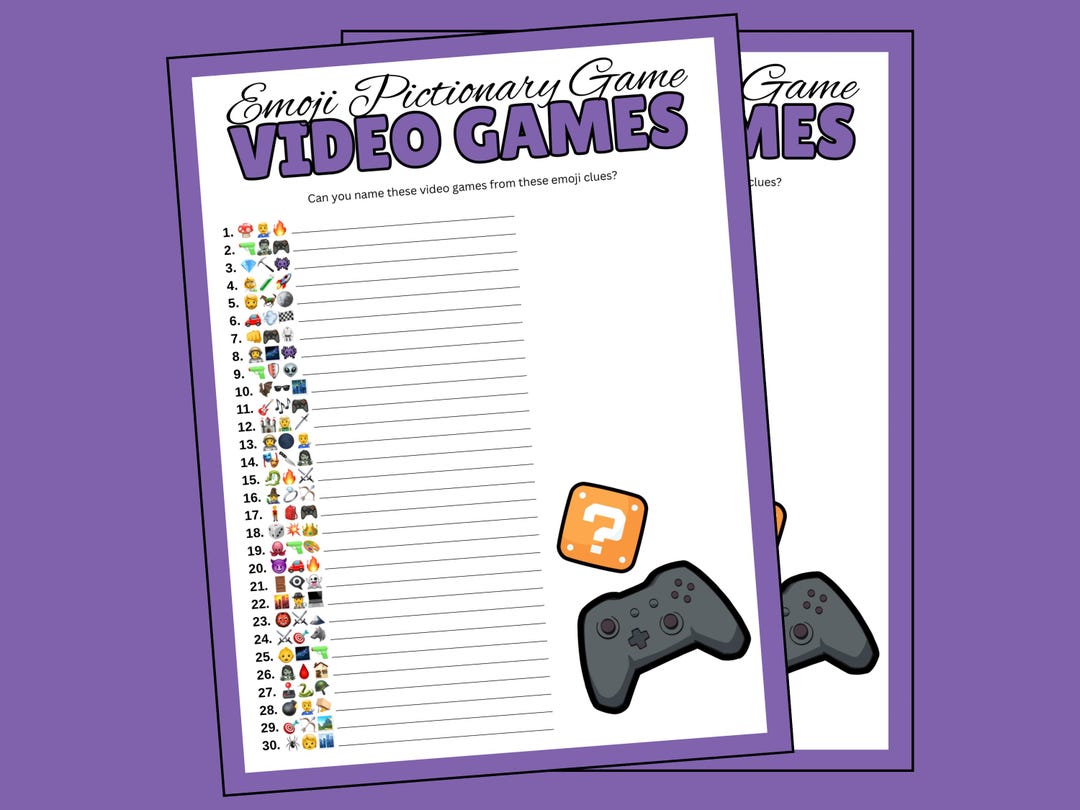 Video Game Emoji Pictionary: Gamer Party Printable (PDF Download - Etsy
