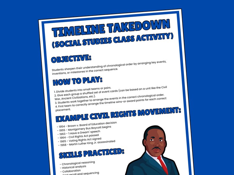 Timeline Takedown History Game | Printable Chronological Order Social ...
