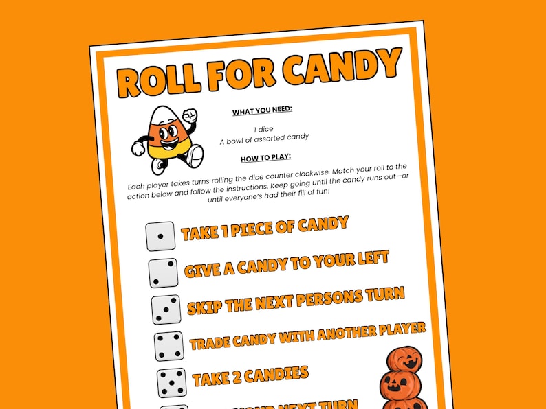 Roll for Candy Dice Game: Printable Party Fun (PDF Download - Etsy