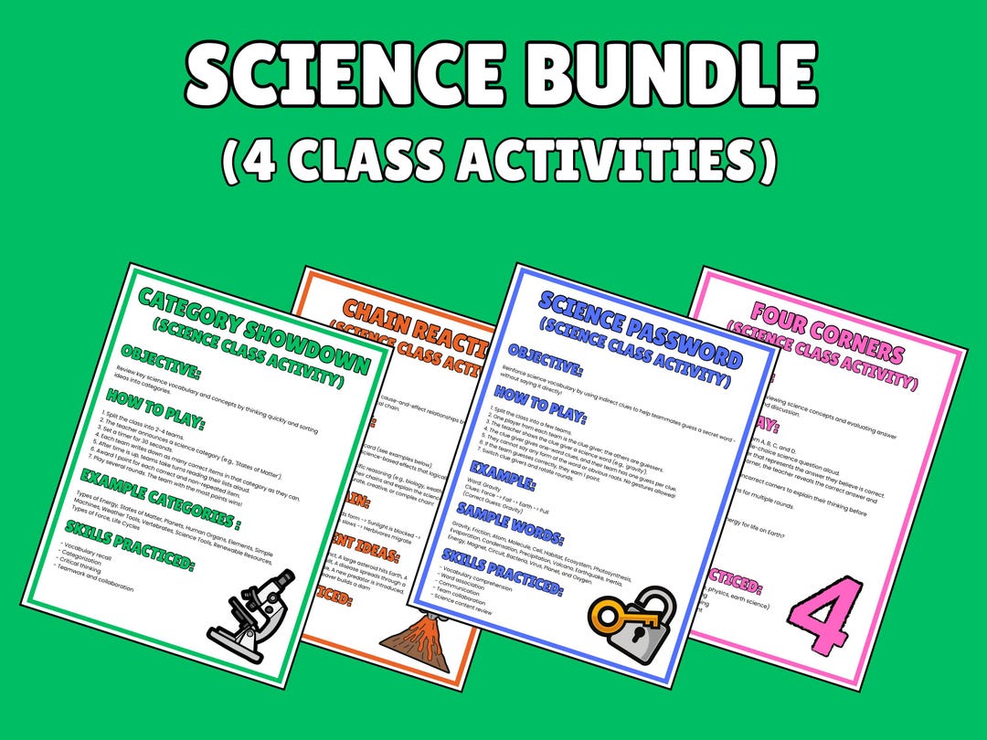 Science Game Bundle | 4 Fun Printable Classroom Activities for Teachers ...