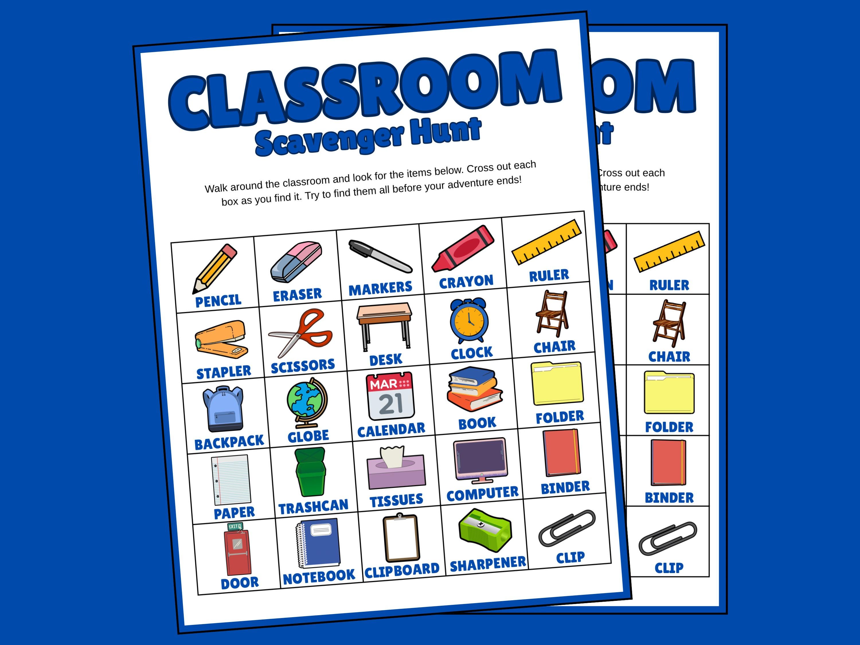Classroom Scavenger Hunt Game | Printable Back-to-school Activity for ...