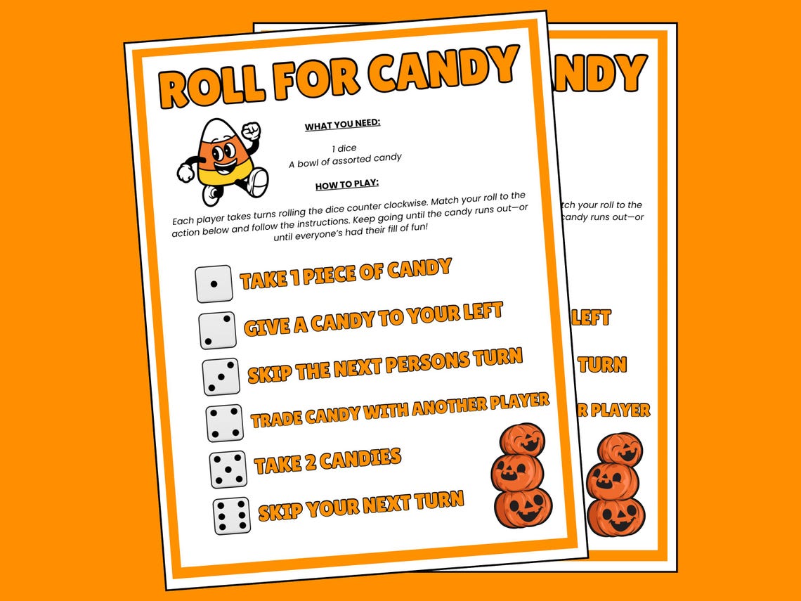 Roll for Candy Dice Game: Printable Party Fun (PDF Download - Etsy