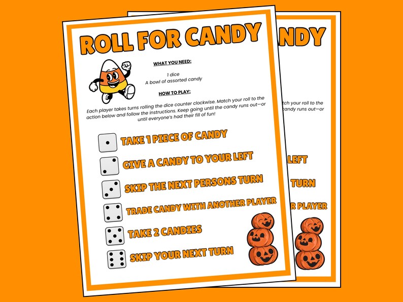 Roll for Candy Dice Game: Printable Party Fun (PDF Download - Etsy