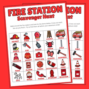 Fire Station Scavenger Hunt: Printable Kids Activity (PDF Download) - Etsy