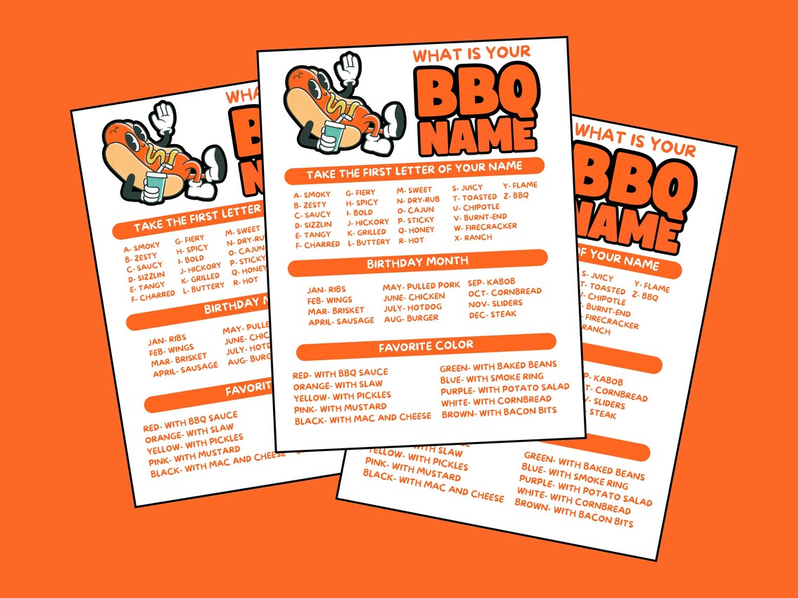 What’s Your BBQ Name? | Funny Printable Cookout Game With Name Tags ...