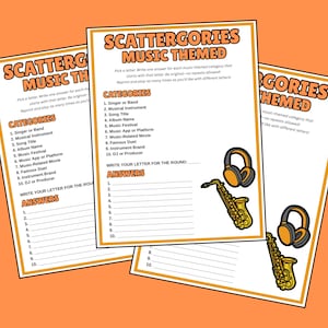 Music Scattergories Game – Printable Party Game (PDF) - Etsy