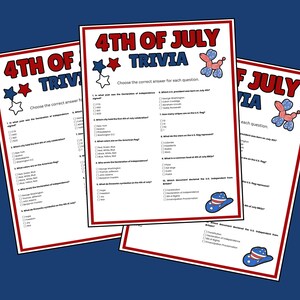 4th of July Trivia Game for Kids: Independence Day Quiz (PDF With ...