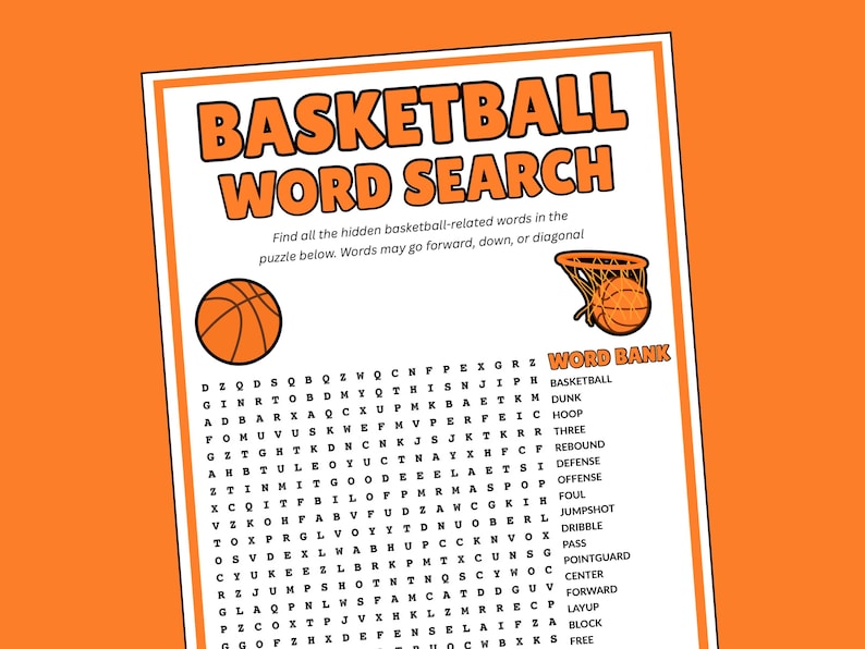 Basketball Word Search – Printable Sports Puzzle for Kids | Great for ...