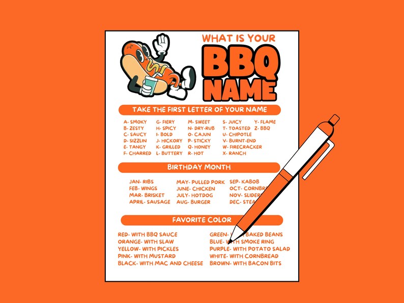 What’s Your BBQ Name? | Funny Printable Cookout Game With Name Tags ...