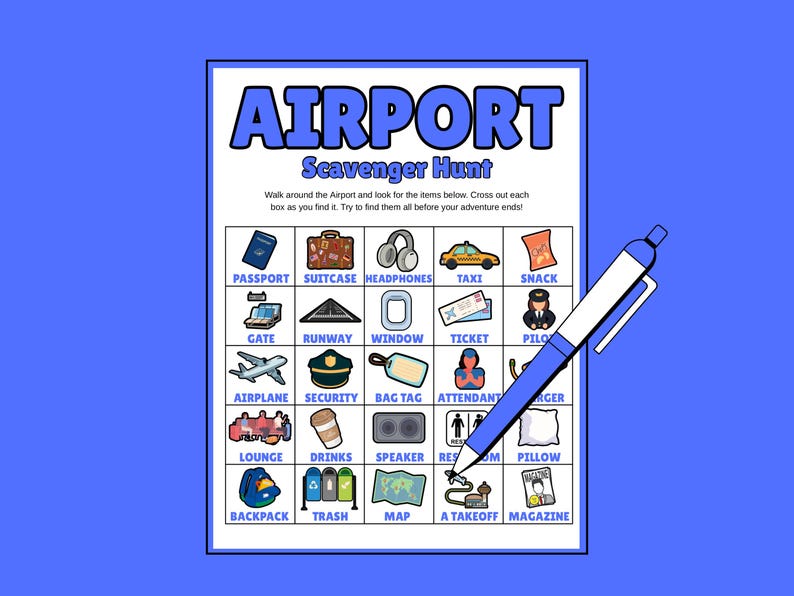 Airport Scavenger Hunt for Kids | Printable Travel Game | PDF Vacation ...
