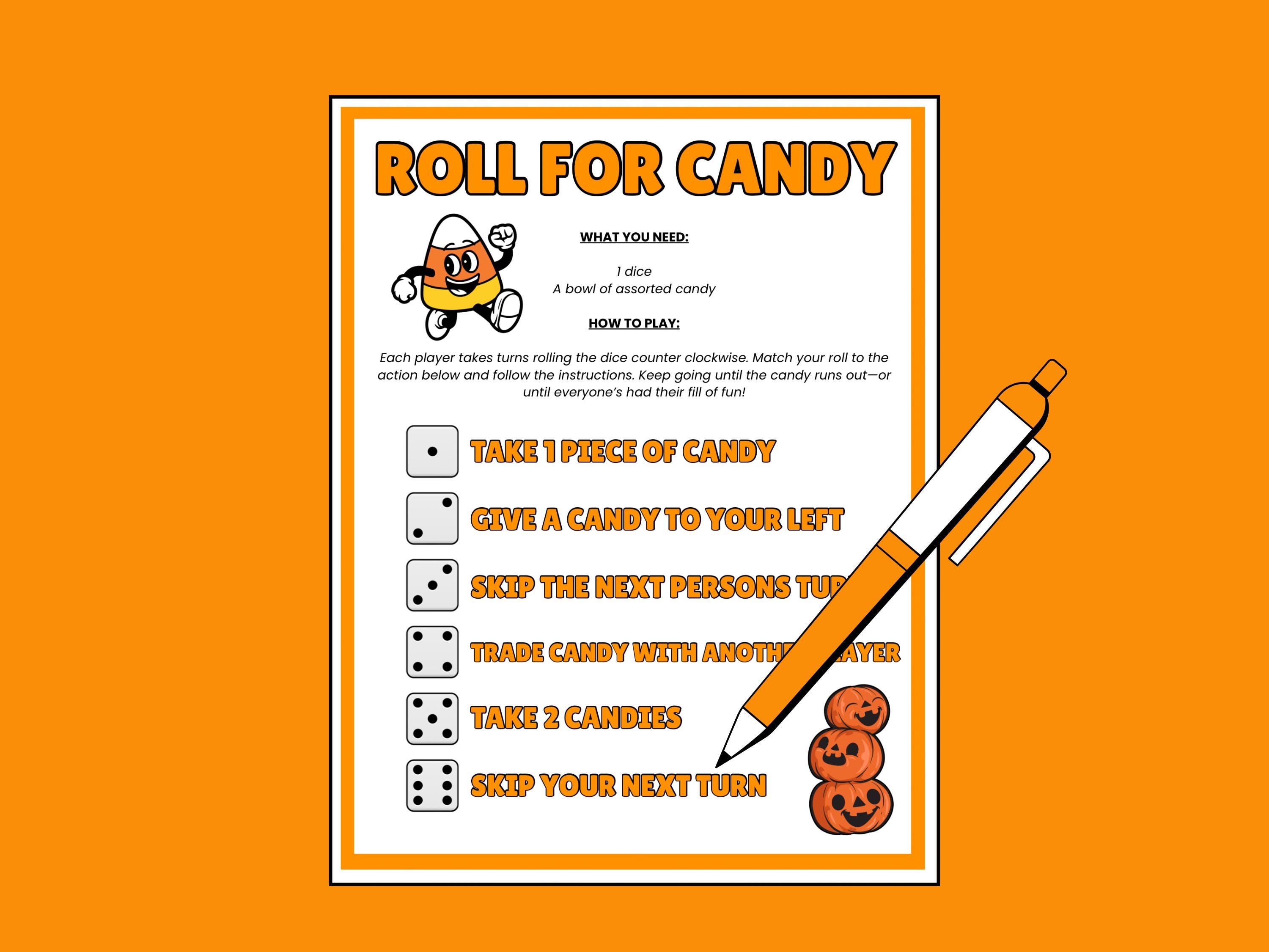 Roll for Candy Dice Game: Printable Party Fun (PDF Download - Etsy