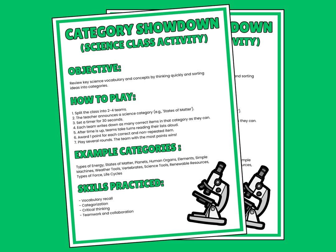 Science Vocabulary Game: Printable Classroom Team Activity (PDF ...