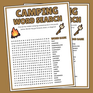 Camping Word Search Puzzle: Fun Outdoor Activity for Kids (PDF Download ...
