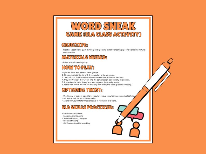 ELA Game Bundle: Printable Vocabulary & Language Activities (PDF ...