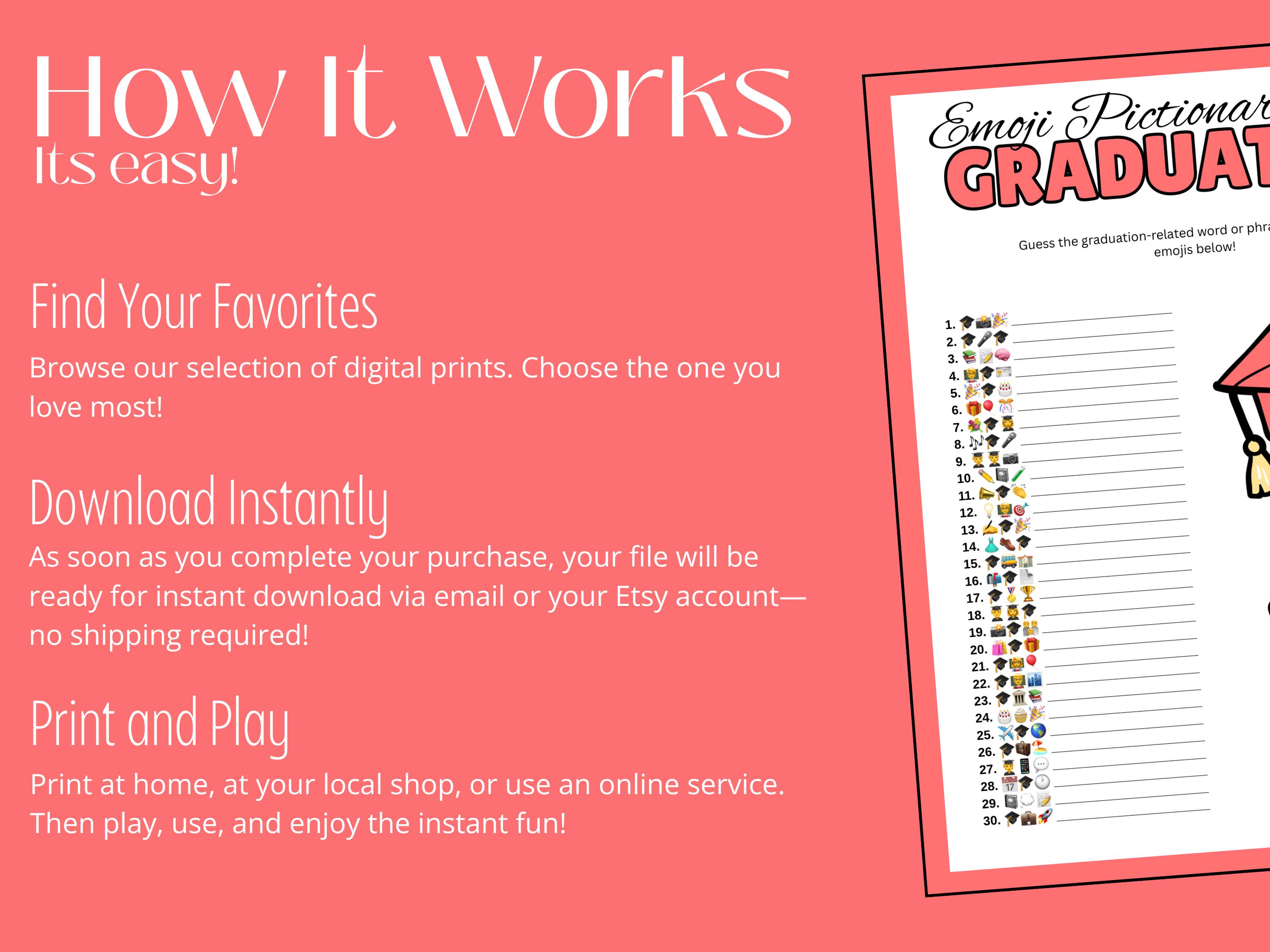 Graduation Emoji Pictionary Game: Printable Party Activity (PDF With ...