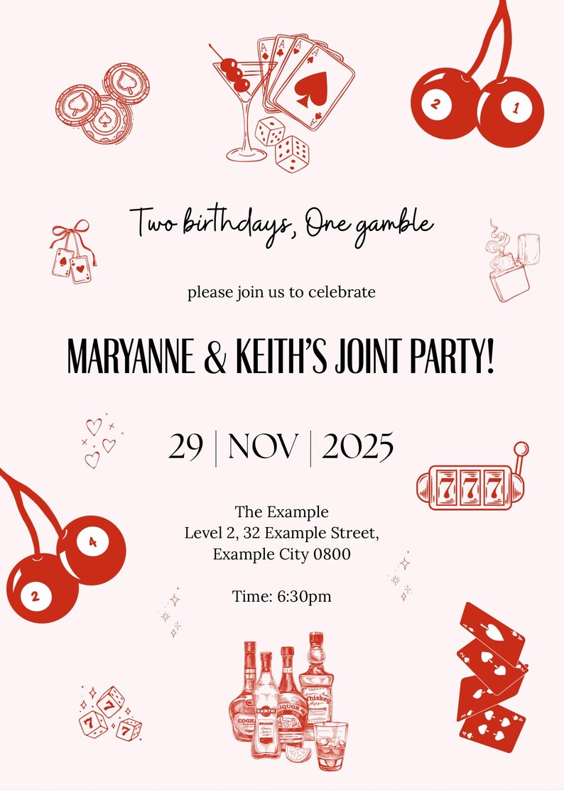 Casino Theme Birthday Invitation - Etsy