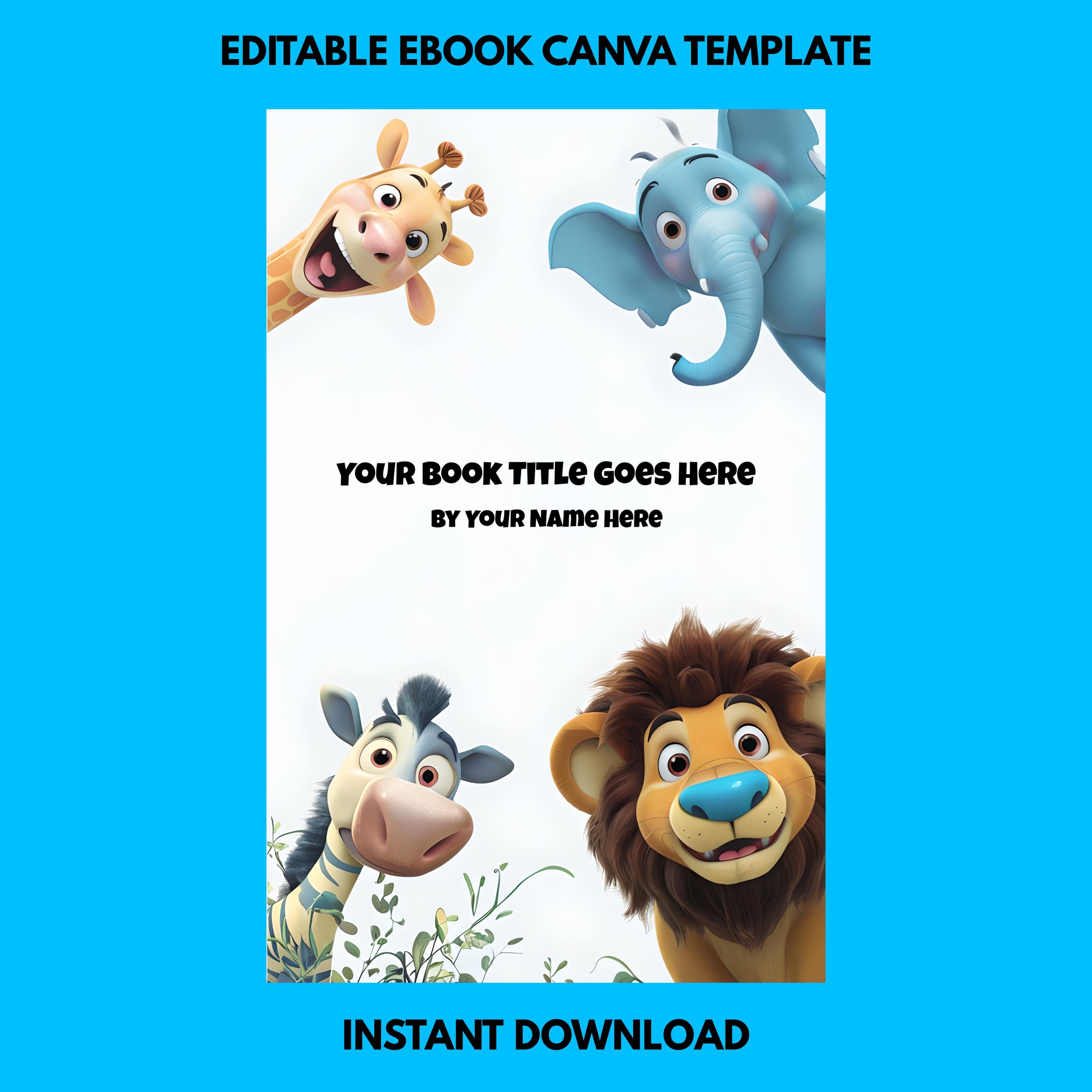 Jungle Animal Ebook Cover Template – Editable Canva Design - Etsy