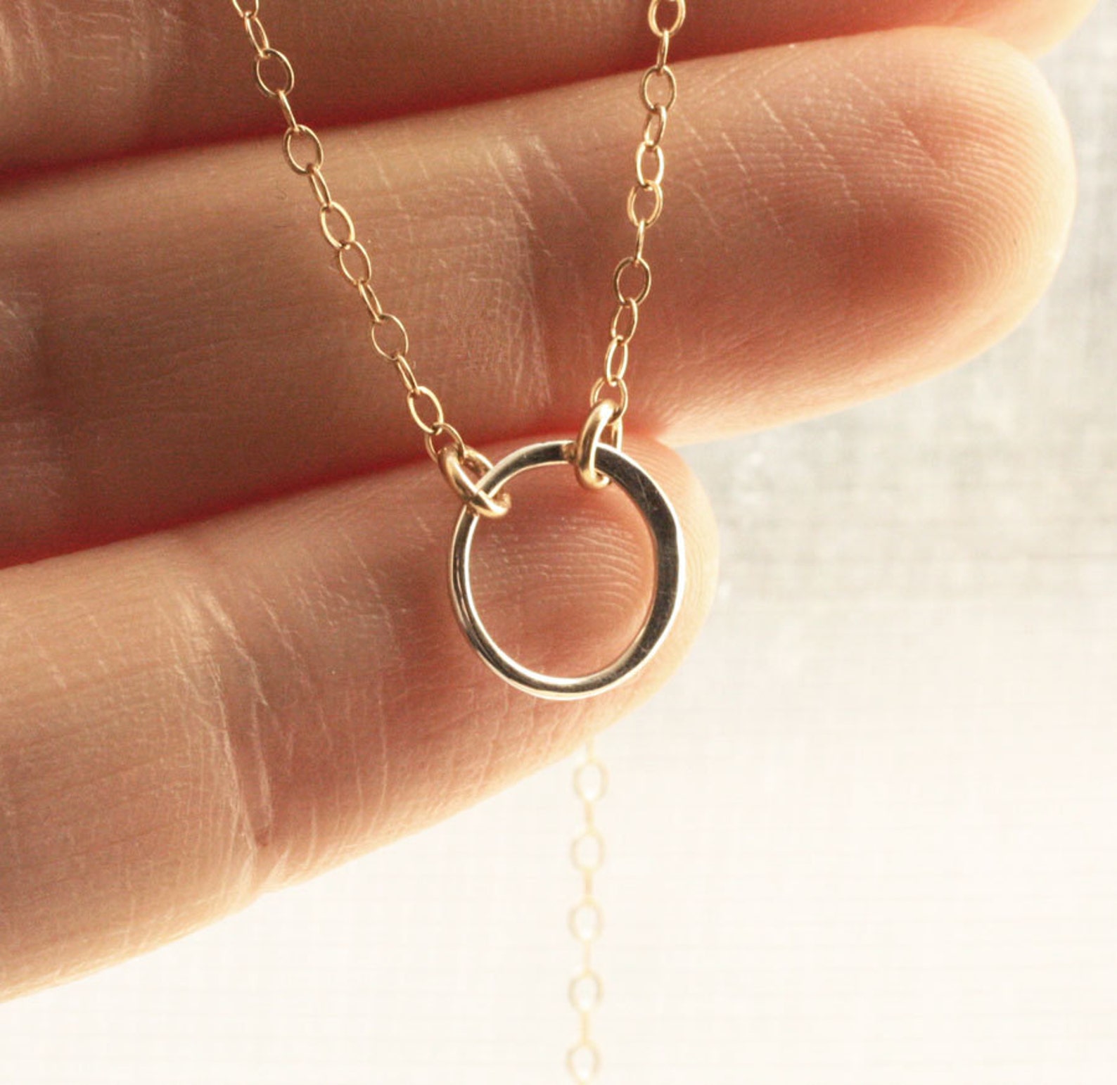 Tiny Circle Necklace Sterling Silver Circle Charm Gold | Etsy